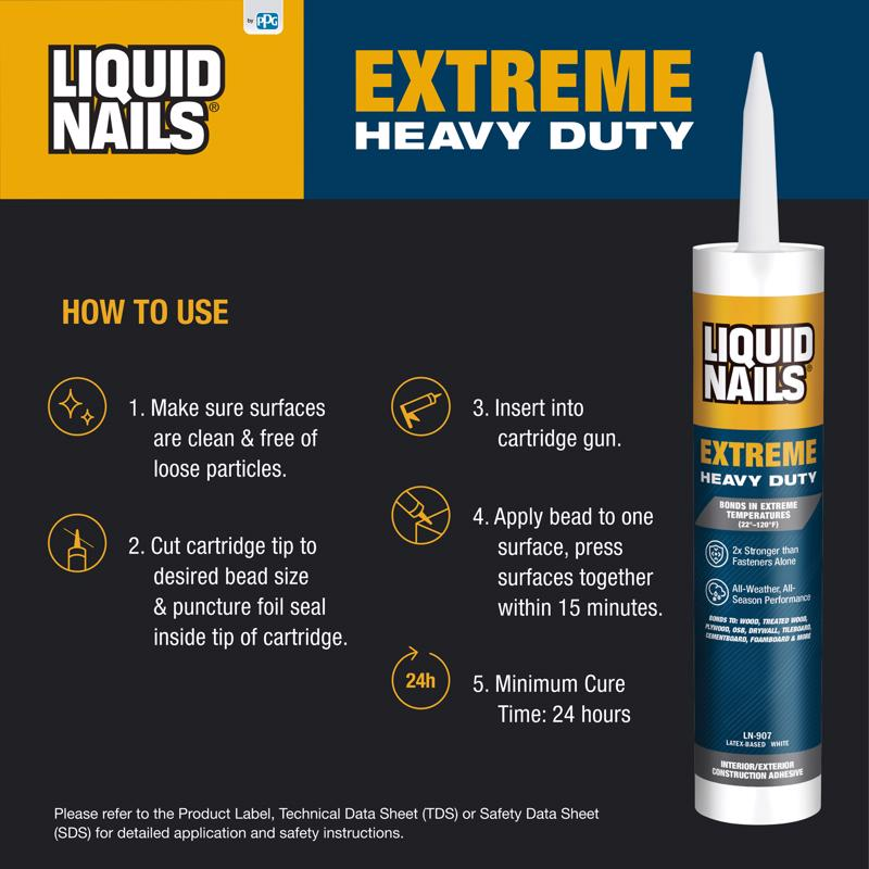 Extreme Heavy Duty Acrylic Latex Construction Adhesive 10 oz - No. LN ...