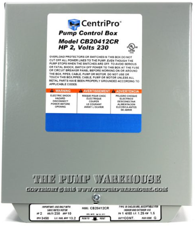 CentriPro CSCR Control Box 2 HP - No. 00084 - Whitehead Industrial Hardware
