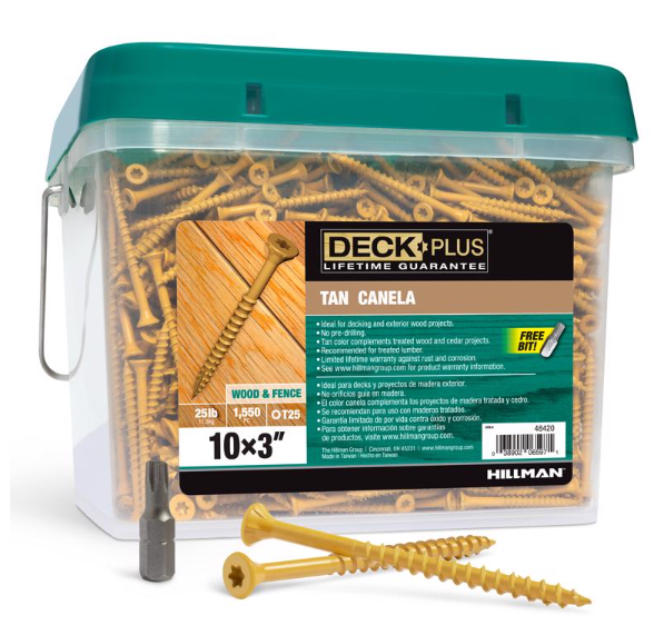 Deck Plus No. 10 Ga. X 3 in. L Tan Star Flat Head Exterior Deck Screws ...