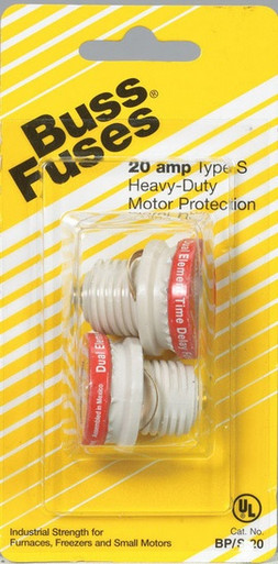 Fustat 20 amp Type S Plug Fuse 2/PK - No. BP/S-20 - Whitehead ...