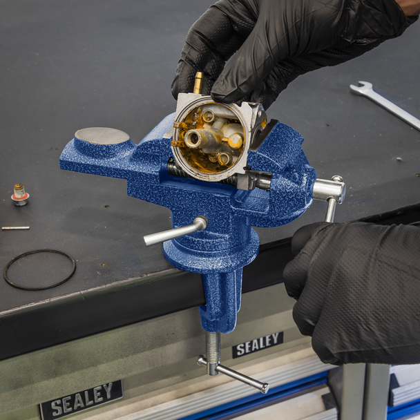 50mm Portable Bench and Table Vice with 360° Swivel Base | CV50 | Sealey