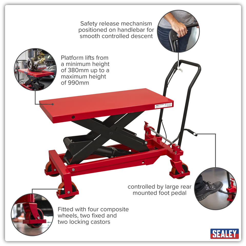 Hydraulic Scissor Lift Platform Table 1000kg Capacity | HPT1000 | Sealey