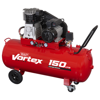 150L Belt Drive Air Compressor with Cast Cylinders & Wheels 3.5hp ...