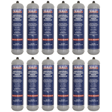 Gas Cylinder Disposable Argon 100g - Box of 12 | MIG/ARG/100/12 | Sealey
