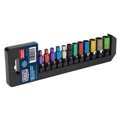 Multi-Coloured Socket Set 12pc 1/4"Sq Drive 6pt WallDrive® Metric ...