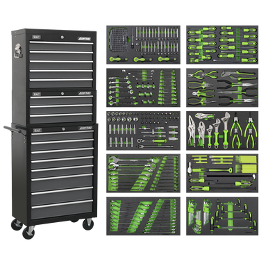Tool Chest Combo 16 Drawer - Black/Grey & 398pc Tool Kit | AP35TBCOMBO ...