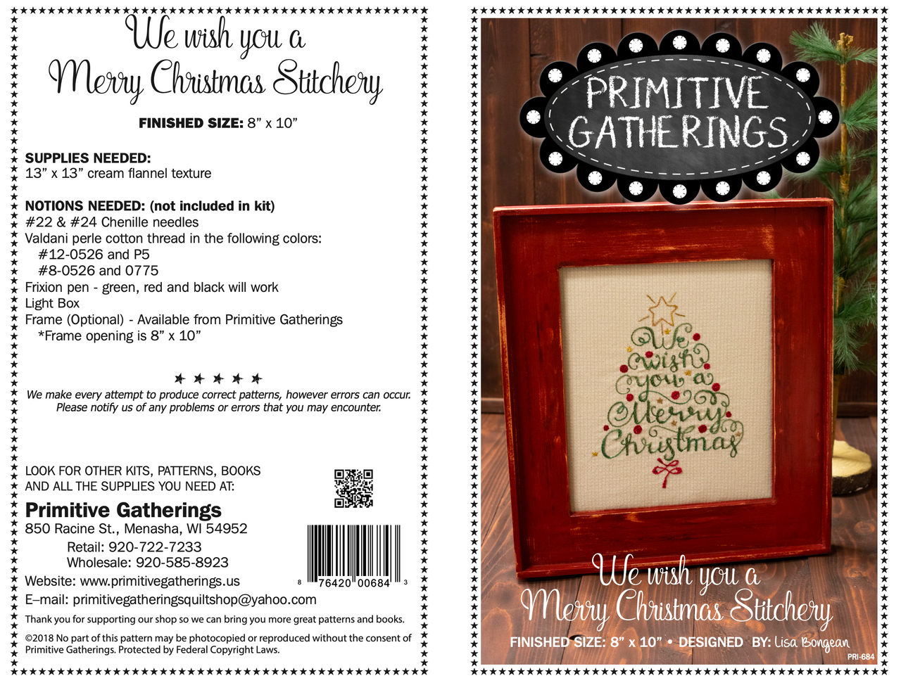 We Wish You A Merry Christmas PRI-684 - Primitive Gatherings Quilt Shop
