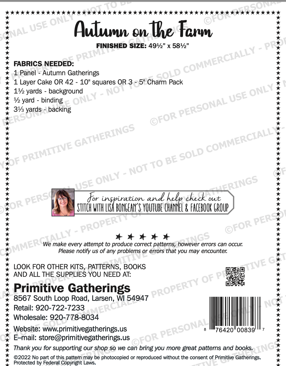 Autumn On The Farm DOWNLOAD - Primitive Gatherings Quilt Shop