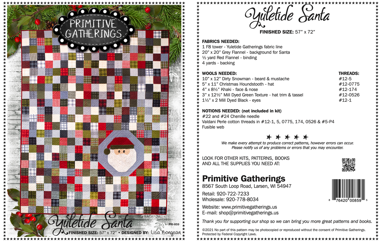 Yuletide Santa DOWNLOAD - Primitive Gatherings Quilt Shop