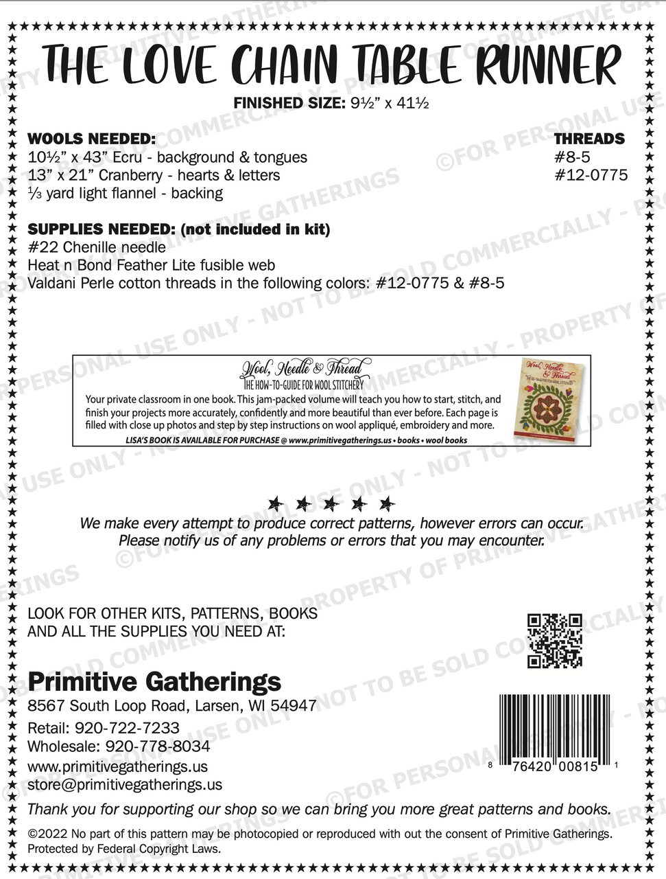 The Love Chain Runner DOWNLOAD - Primitive Gatherings Quilt Shop