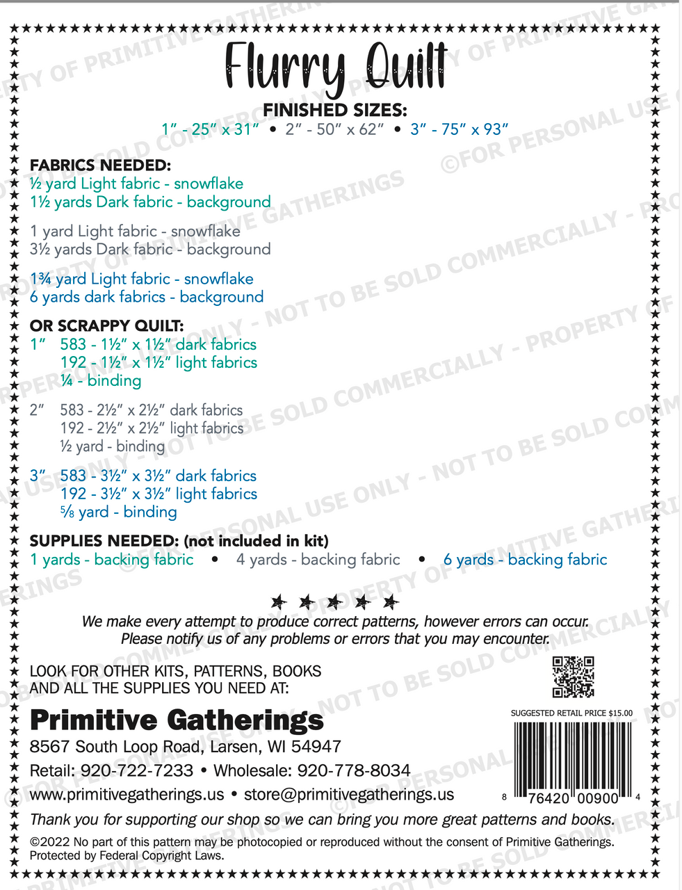 Flurry Quilt DOWNLOAD - Primitive Gatherings Quilt Shop