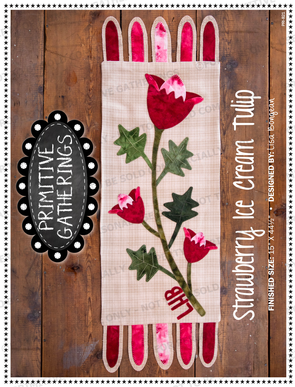 Strawberry Ice Cream Tulip Table Runner DOWNLOAD - Primitive Gatherings ...
