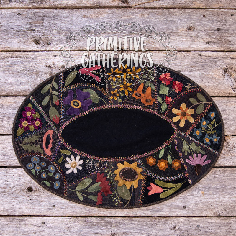Flower Garden Crazy Table Mat DOWNLOAD - Primitive Gatherings Quilt Shop