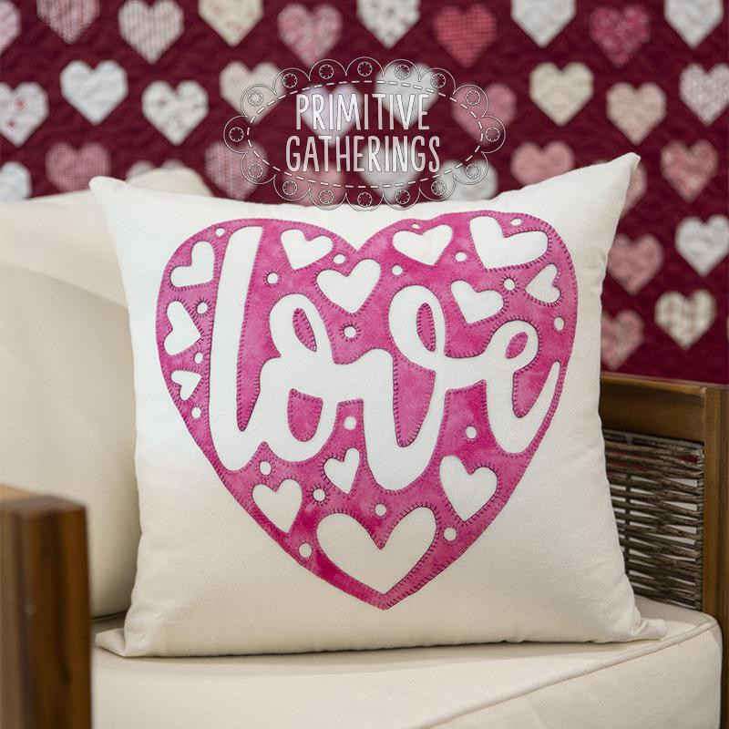 Forever Love Pillow PRI-2094 - Primitive Gatherings Quilt Shop