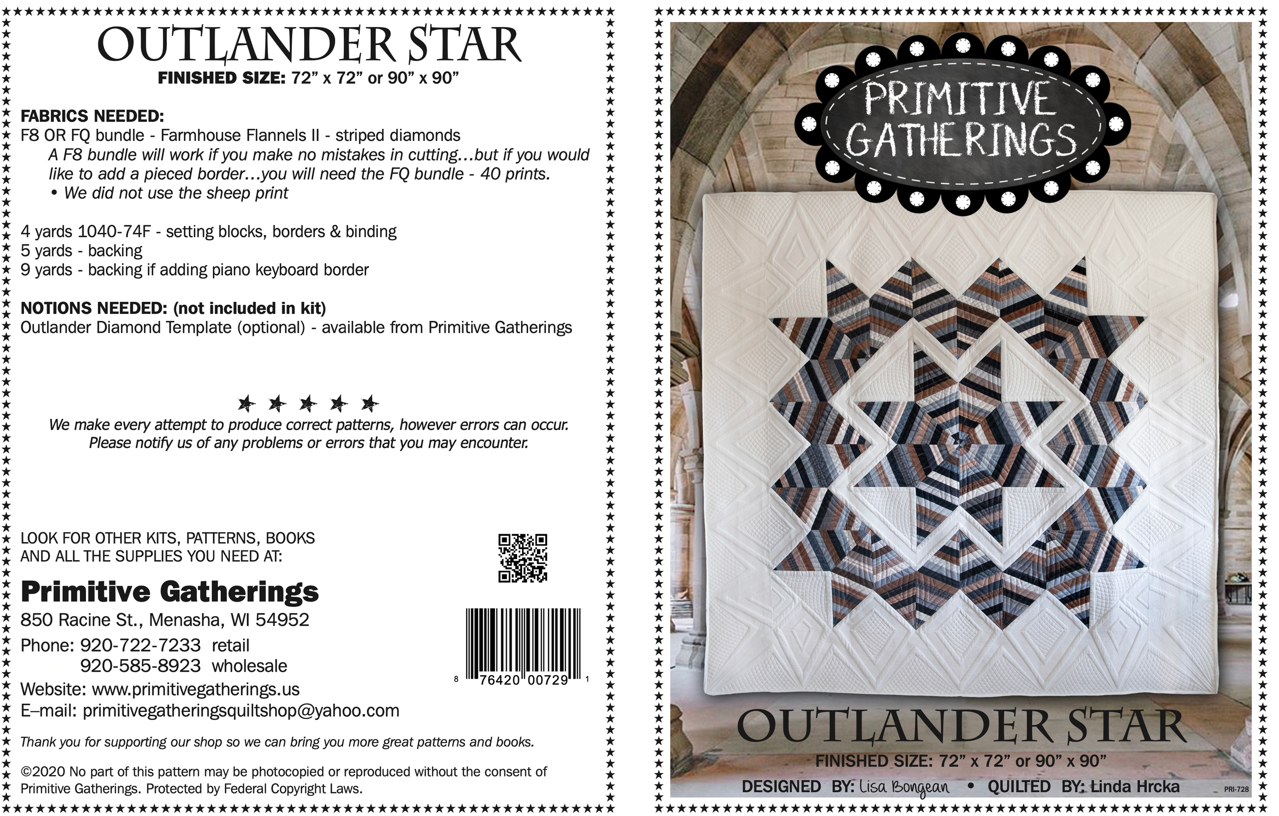 Outlander Star PRI-729 - Primitive Gatherings Quilt Shop