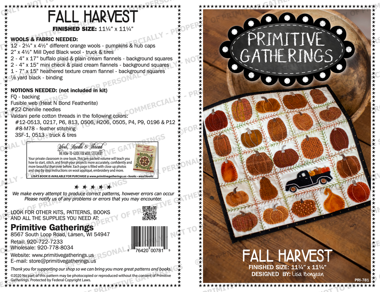 Kit and Pattern for Fall Harvest Table Mat PRI-781 W - Primitive ...