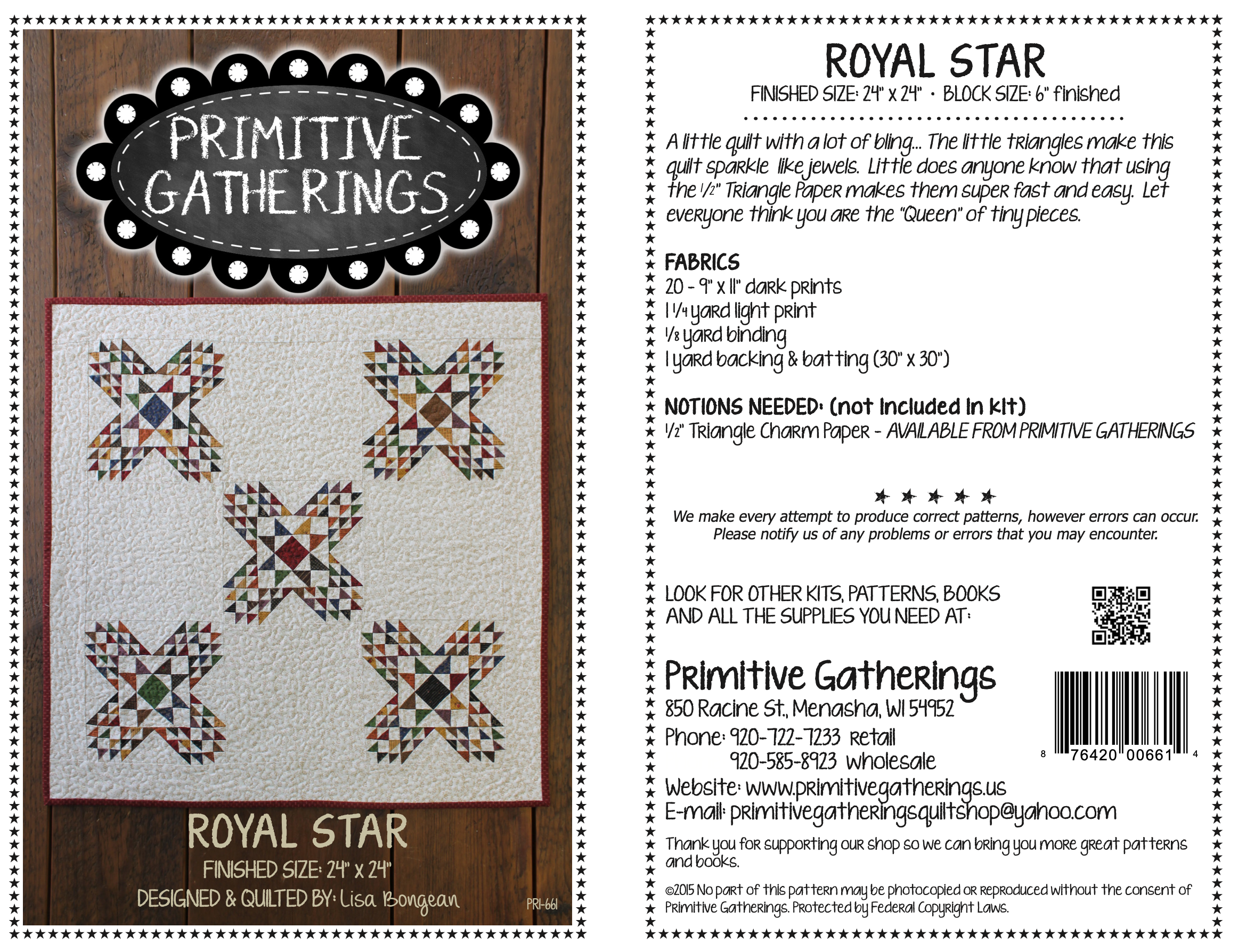 Royal Star PRI-661 - Primitive Gatherings Quilt Shop