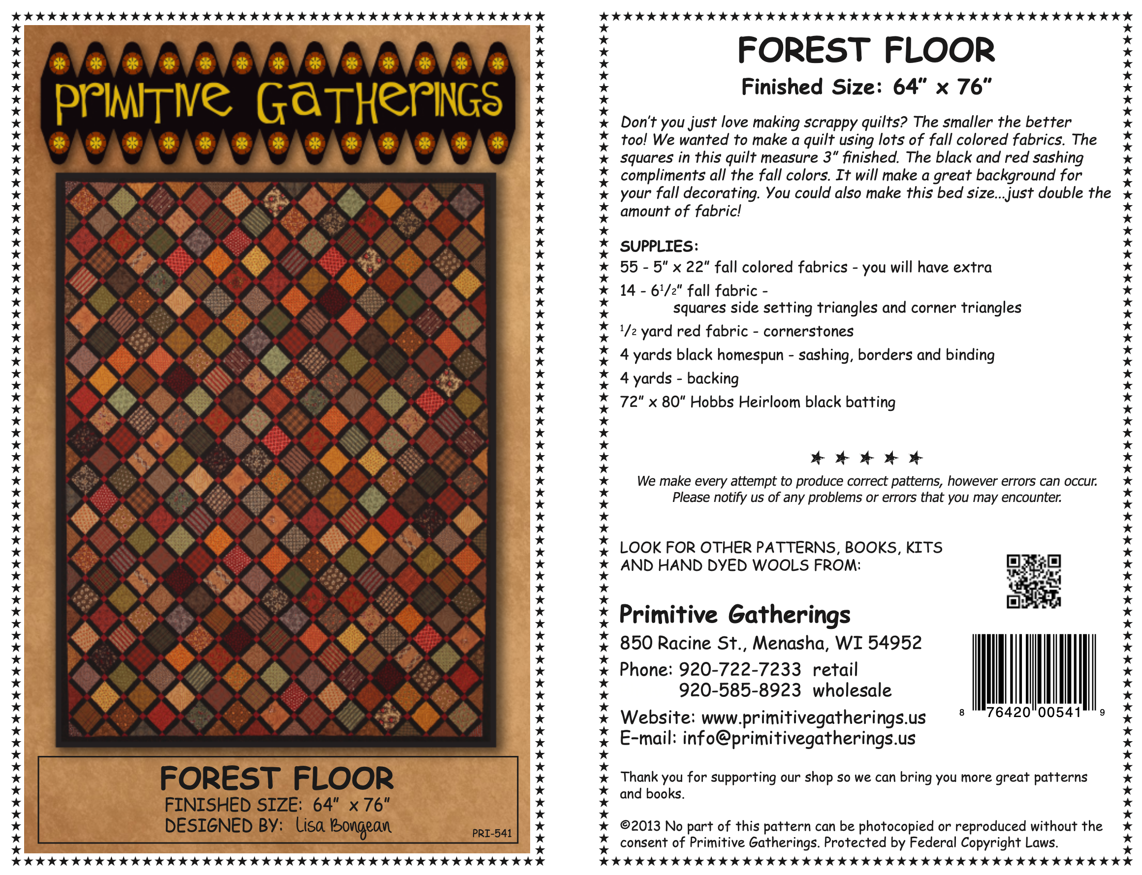 Forest Floor PRI-541 - Primitive Gatherings Quilt Shop