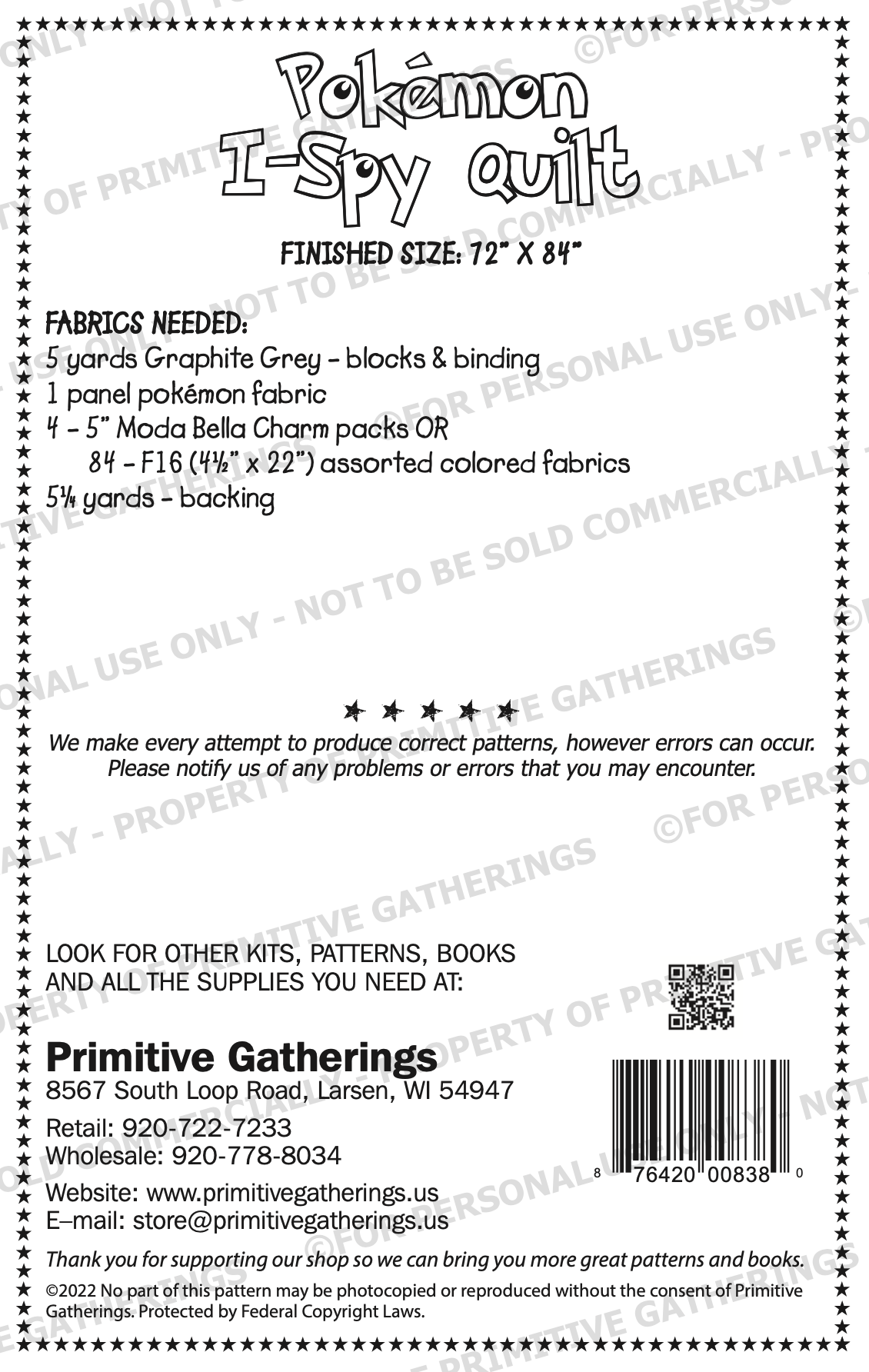 Pokémon I-Spy Quilt PRI-838 - Primitive Gatherings Quilt Shop