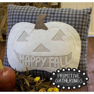 Happy Fall Pillow PRI-675 - Primitive Gatherings Quilt Shop