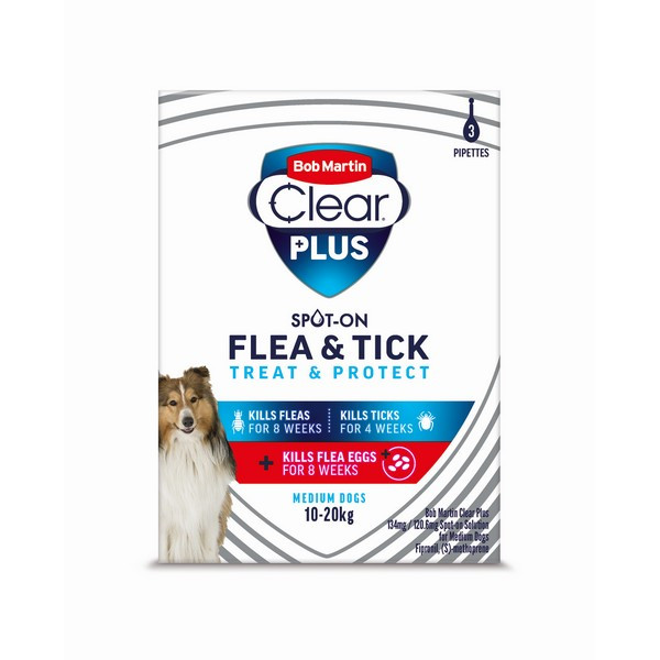 BM Clear PLUS 134mg / 120.6mg Spot On Solution for Medium Dogs 3T ...