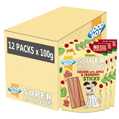 Goodboy Superlicious Chicken With Apple & Cranberry Sticks 100g ...