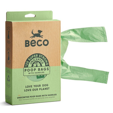 Beco Unscented Recycled Poop Bags with Handles x120 Pack - Pedigree ...