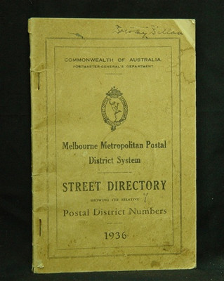 Melbourne Postal System Street Directory 1936