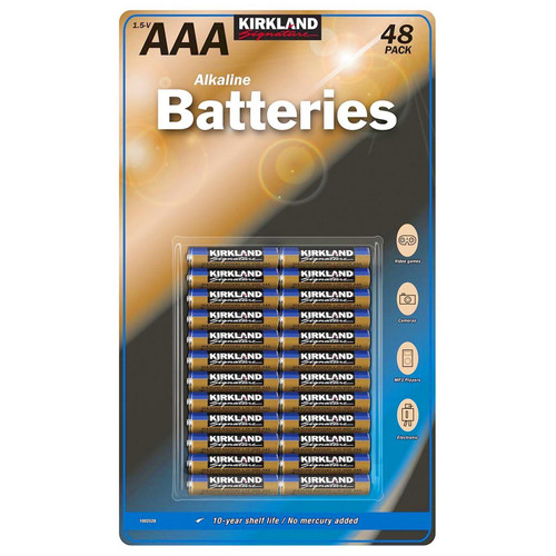 Kirkland Signature Alkaline Piles Batteries Long Life 1.5v AAA Pack 48 ...