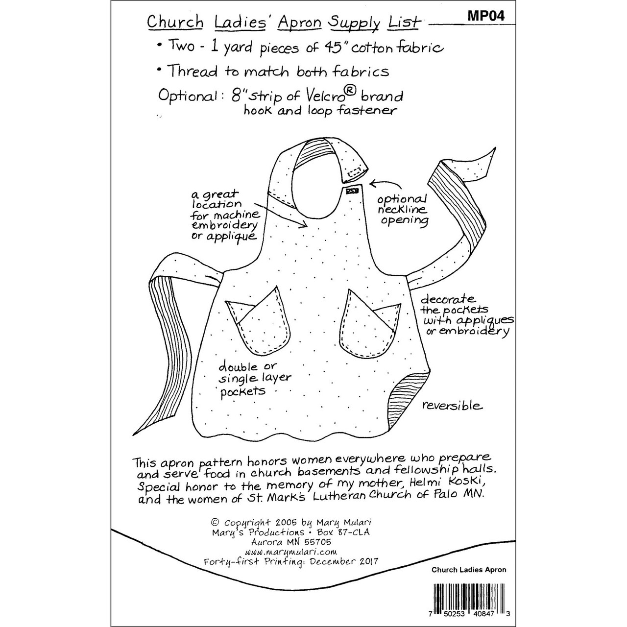 Church Ladies Apron | EE Schenck Company