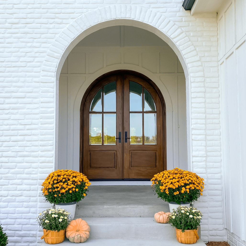 4-Lite True Divided Lite Half-Round Double Entry Door