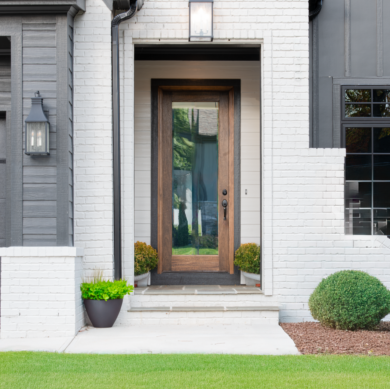 1 Lite Full View Mahogany Single Entry Door | Grand Entry Doors