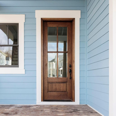 4 Lite Mahogany Single Front Entry Door with Clear Bevel or Flemish ...