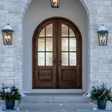 6-Lite True Divided Lite Half-Round Double Entry Door