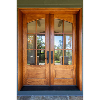 Square Top Door with 6 Lite Arched Glass in Mahogany or Knotty Alder ...