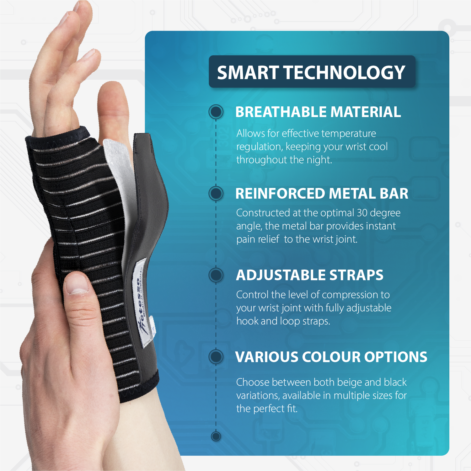 Breathable Wrist Support with Metal Splint | Actesso