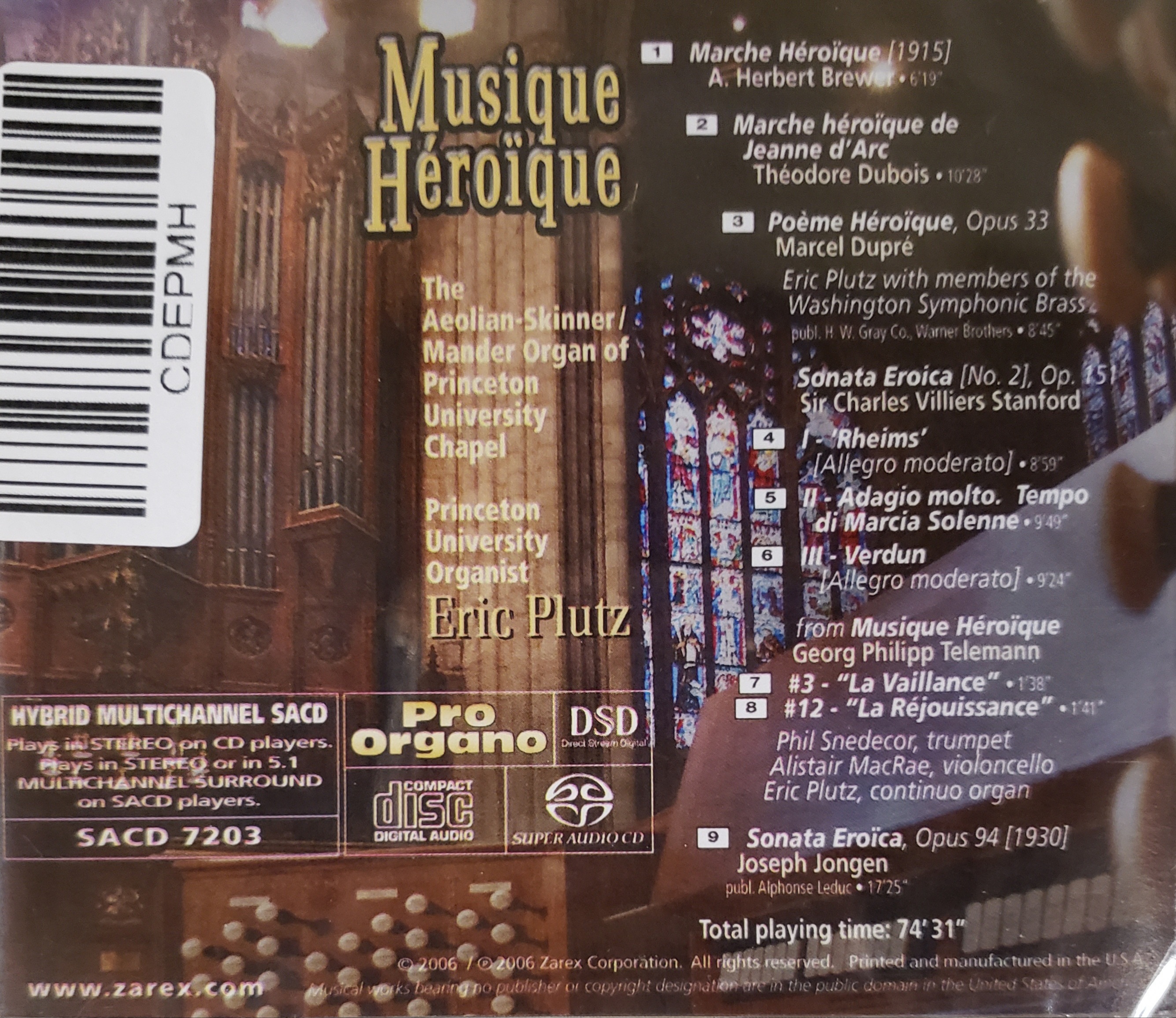 Eric Plutz, Musique Héroïque - OHS Catalog