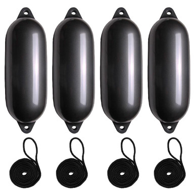 Majoni 21 x 62cm Star 3 Cylindrical Fender Bundle Anthracite (4 Pack ...