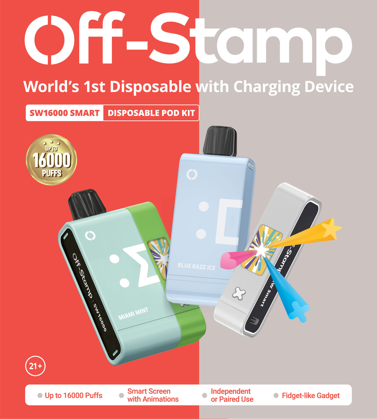 Shop Off Stamp SW16000 Smart Disposable Vape (16000 Puffs)