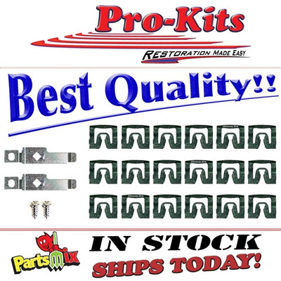 71 74 E body rear, window, glass, molding, clip, trim, chrome, reveal