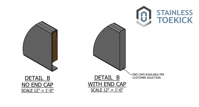 Stainless Steel Baseboard, Custom Length, 4 in height