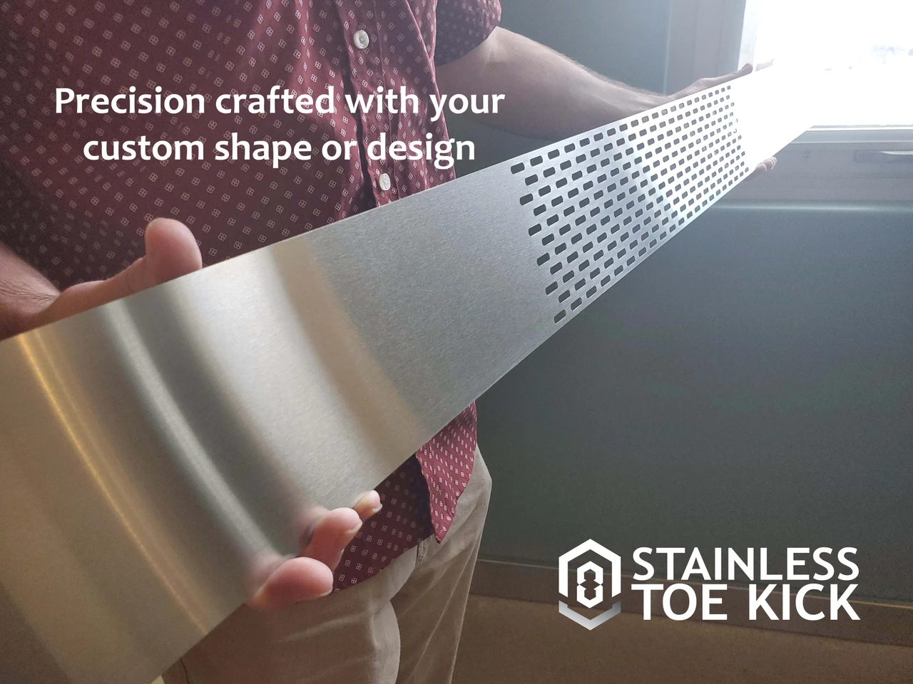 Stainless Toe Kick- Custom Shape, Design Proof (Grained)