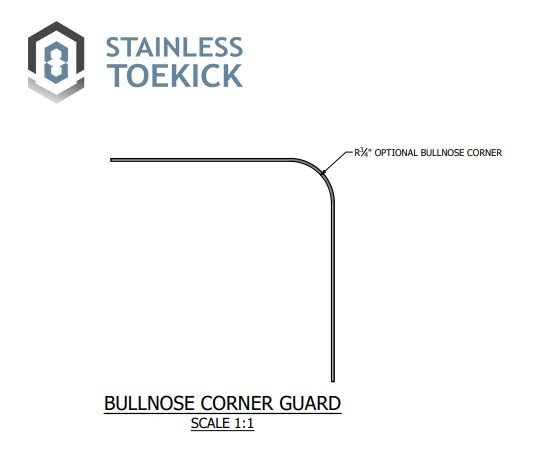 Bullnose Stainless Corner Guard- Custom Length (Wide Width)