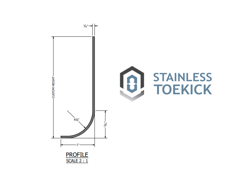 Easy Sweep Stainless Steel Cove Toe Kick (Grained Finish)