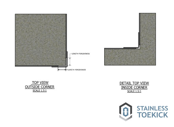 Toe Kick Corner Angles- Stainless Steel (Grained Finish)