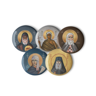Set of 5 Orthodox Icon Pin Buttons (3) - PINS003