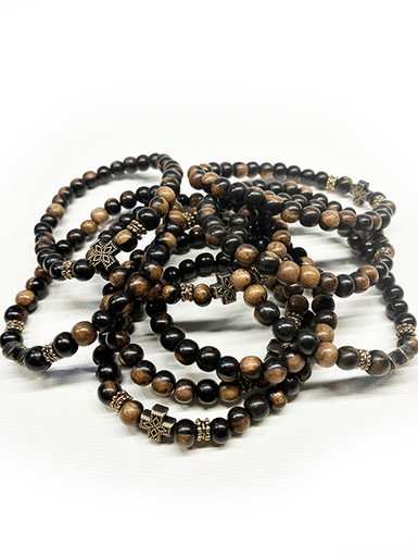 Tiger Ebony Wrist Prayer Rope with Accents