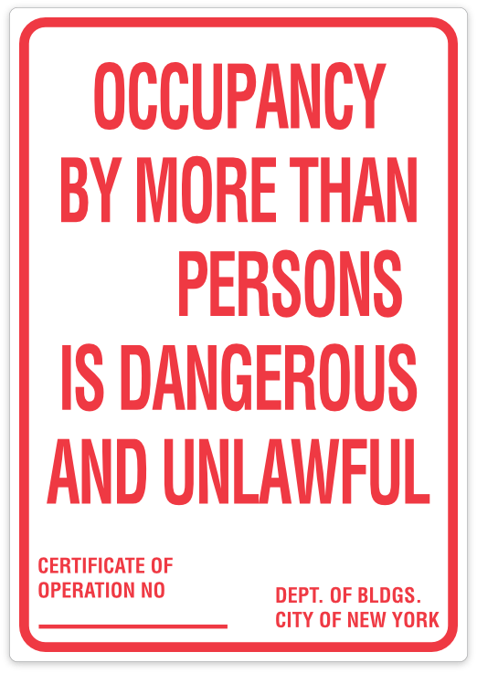 Occupancy Sign NY - Maximum Capacity Sign for NYC