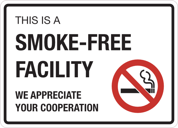 This is a Smoke Free Facility Sign - Plastic | Allstate Sign