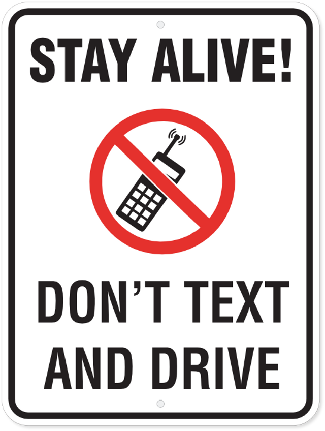 Stay Alive Don't Text and Drive Sign